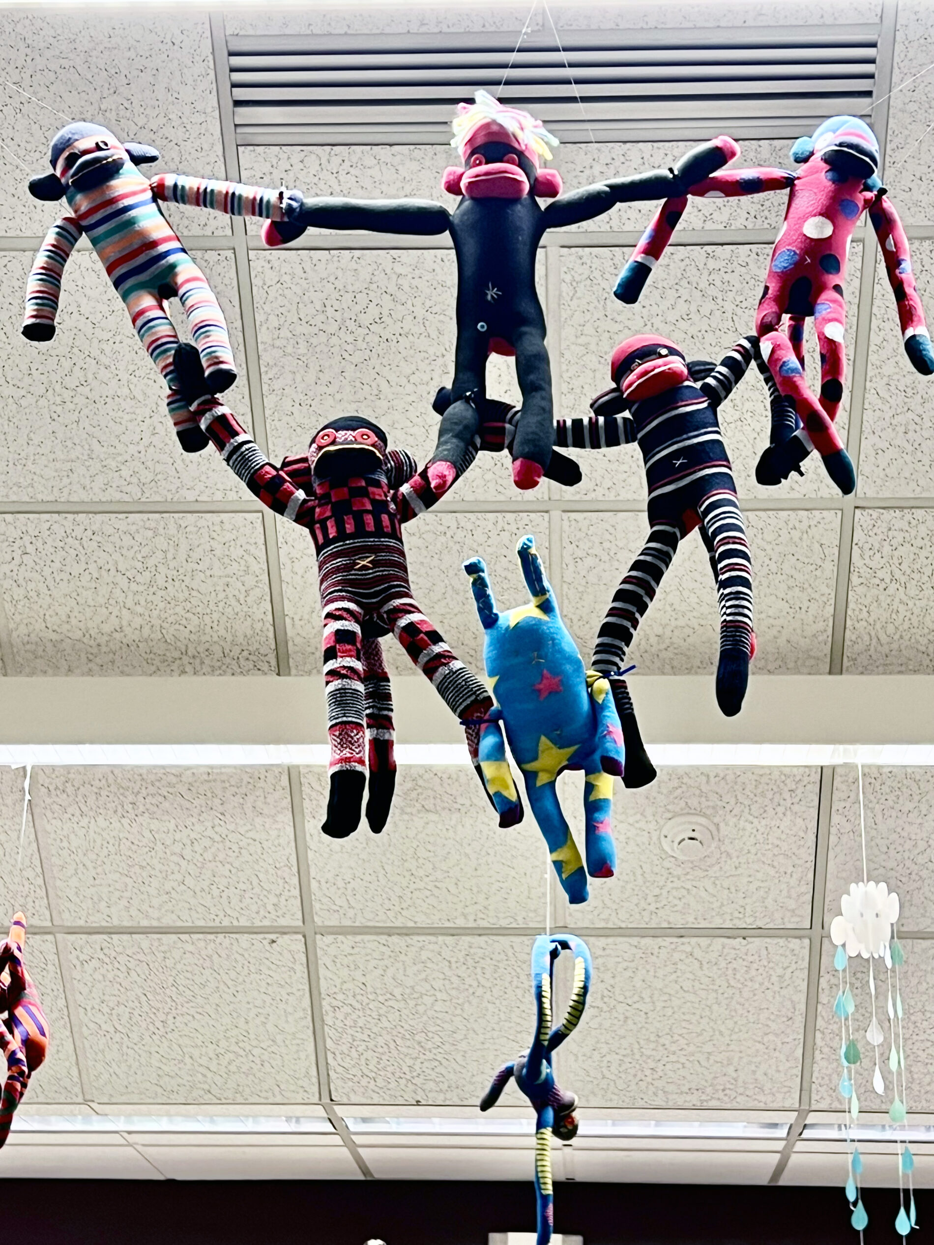 Sock monkey display kicking it at the Gig Harbor Library - Gig Harbor ...