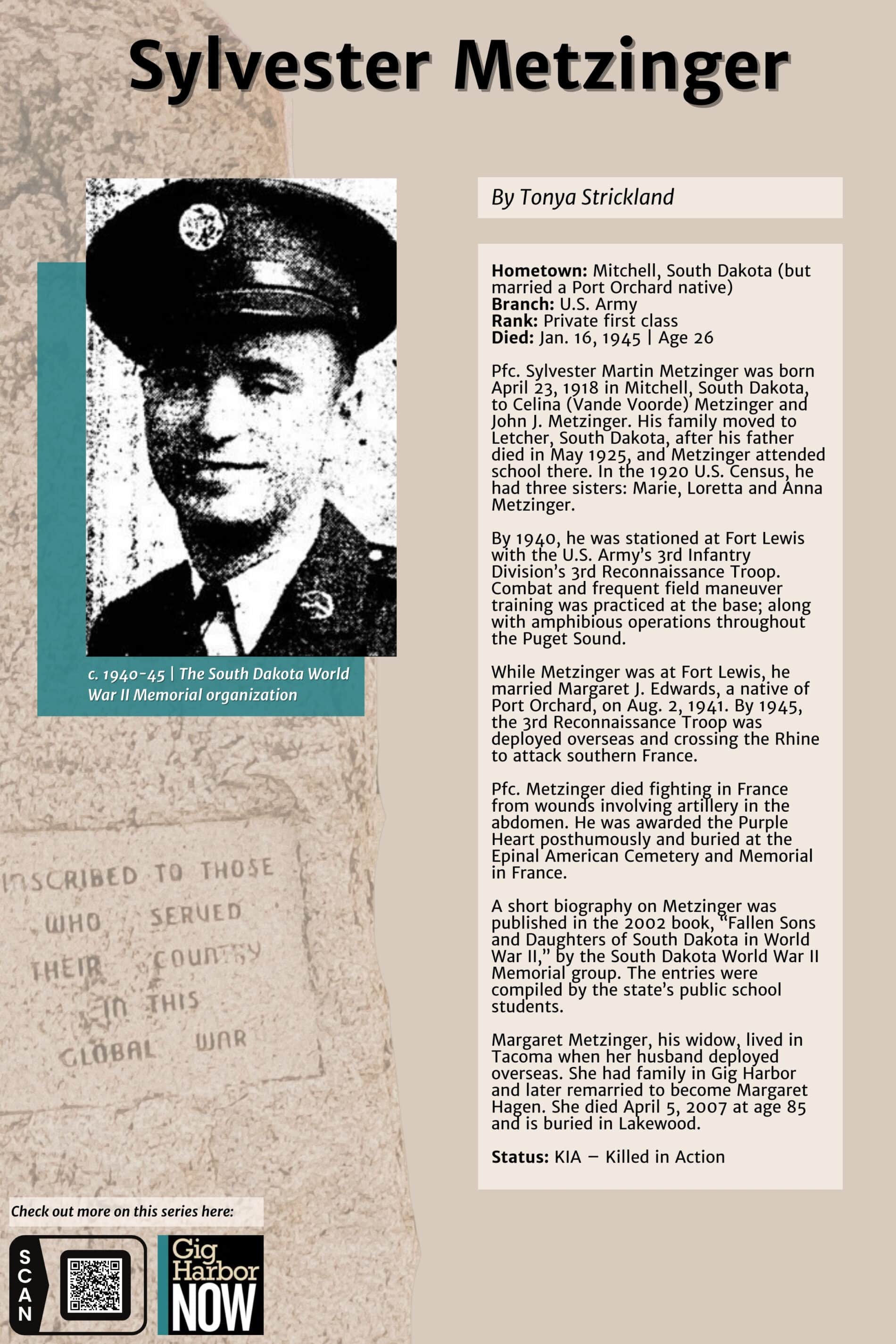 14 Names to Remember | Sylvester Metzinger - Gig Harbor Now | A ...