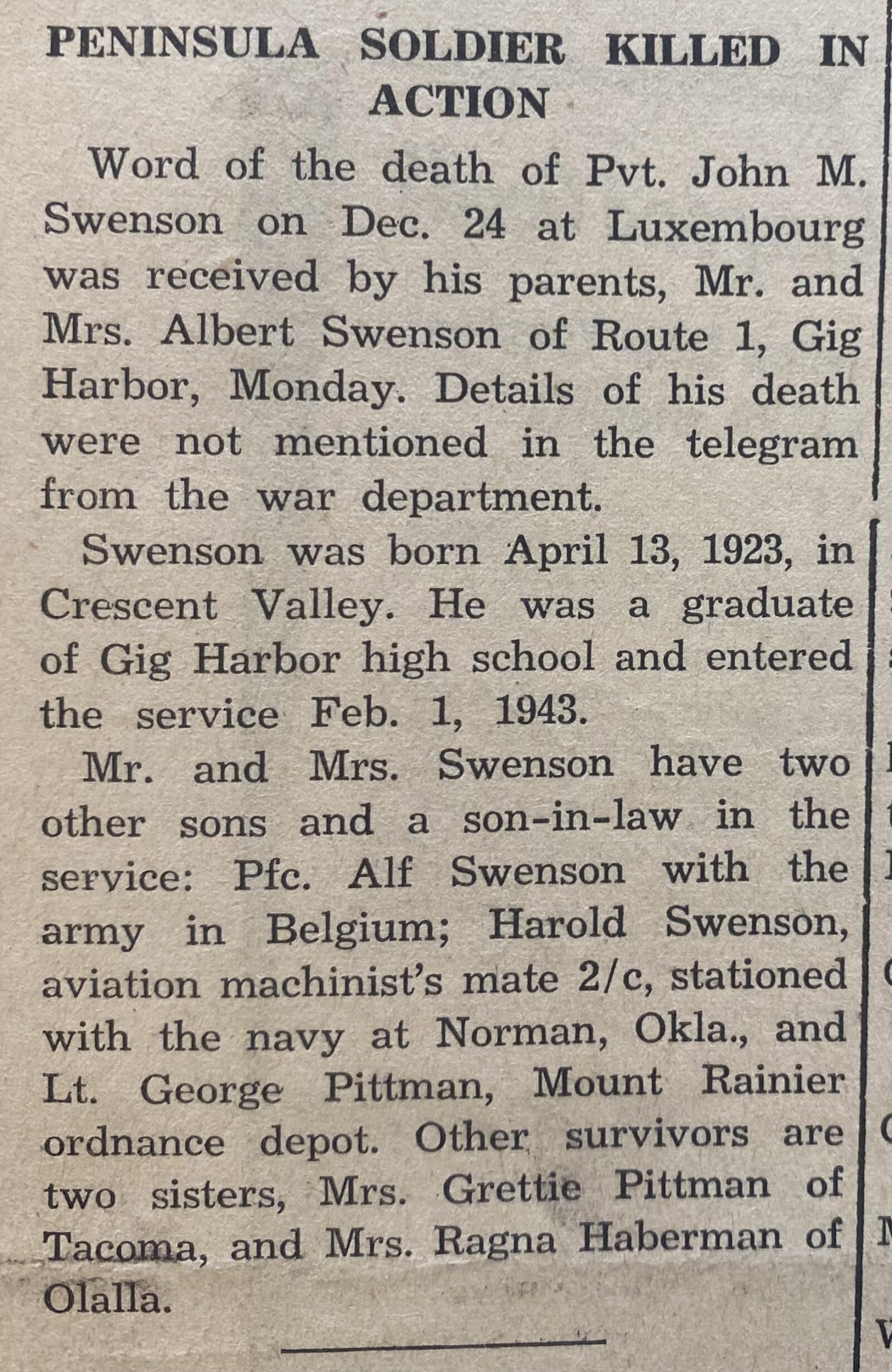 14 Names to Remember | John M. Swensen - Gig Harbor Now | A hyperlocal ...