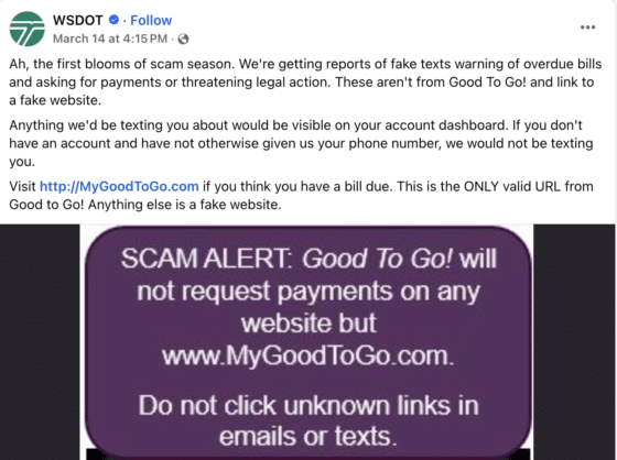 Many receiving 'smishing' scam messages for alleged unpaid tolls - Gig ...